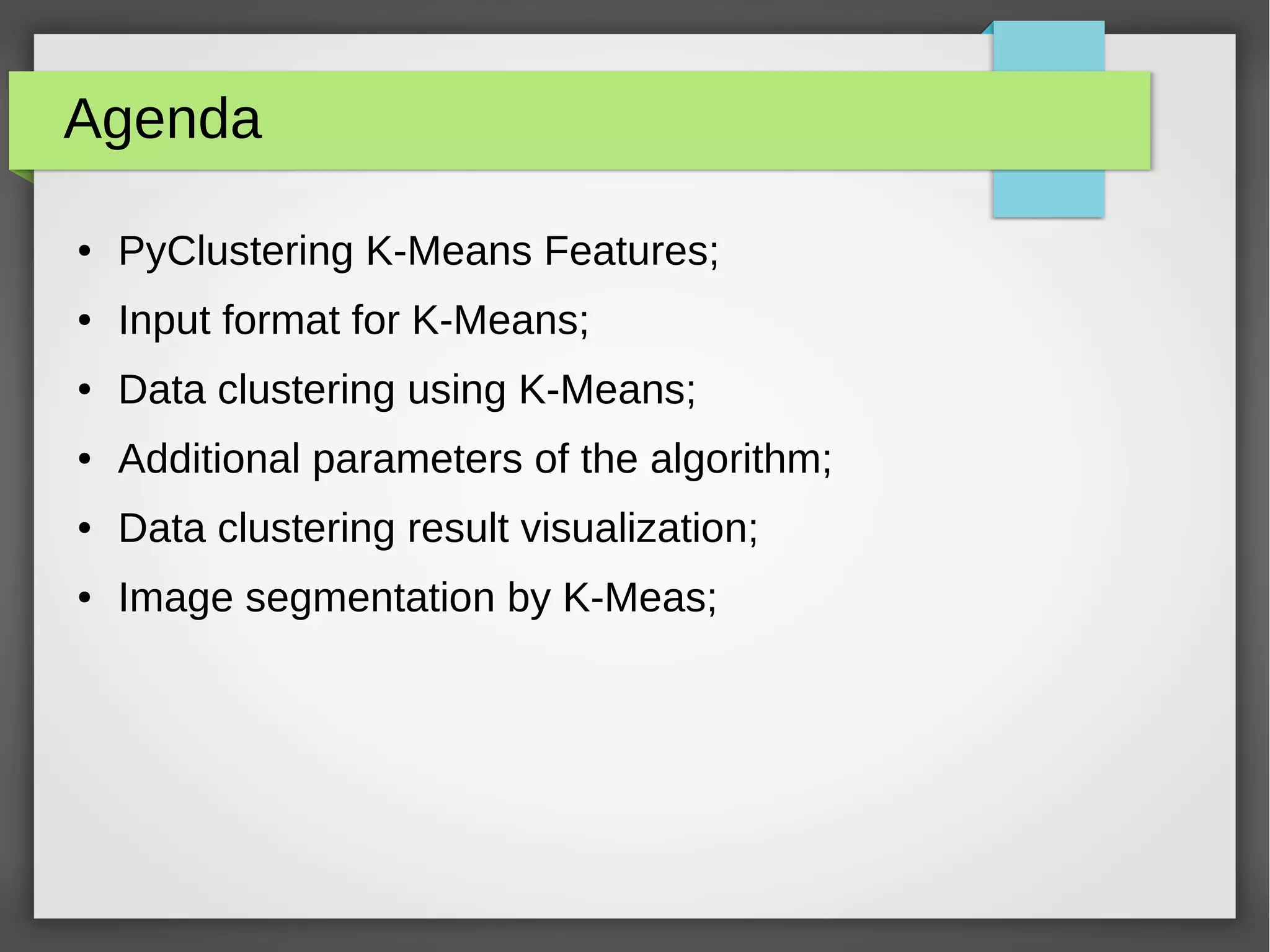 Pyclustering tutorial - K-means | PPT