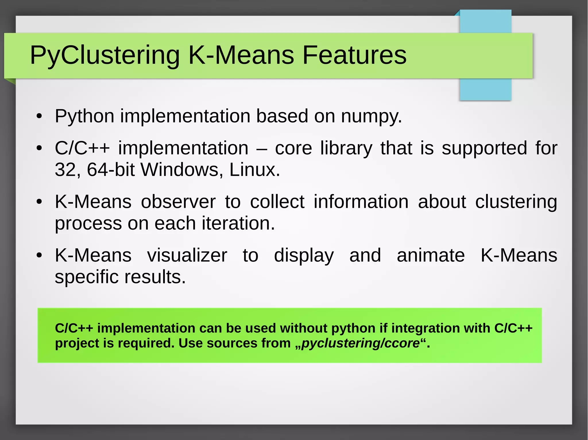 Pyclustering tutorial - K-means | PPT
