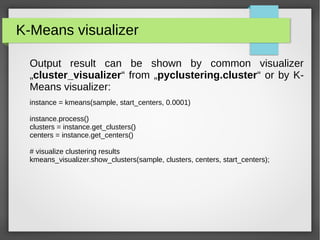 Pyclustering tutorial - K-means | PPT