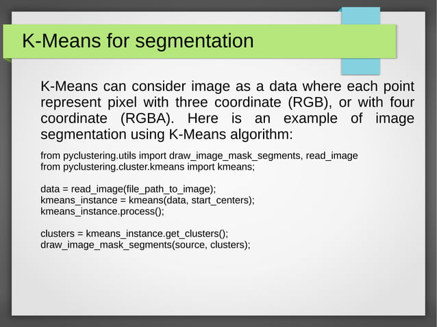 Pyclustering tutorial - K-means | PPT