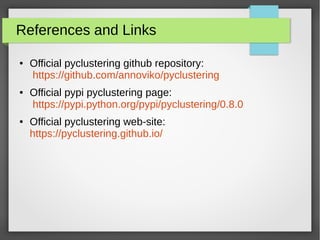Pyclustering tutorial - K-means | PPT
