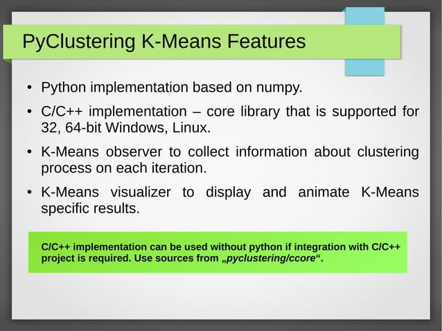 Pyclustering tutorial - K-means | PPT