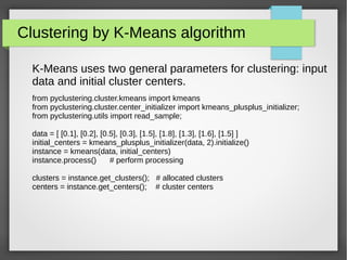 Pyclustering tutorial - K-means | PPT