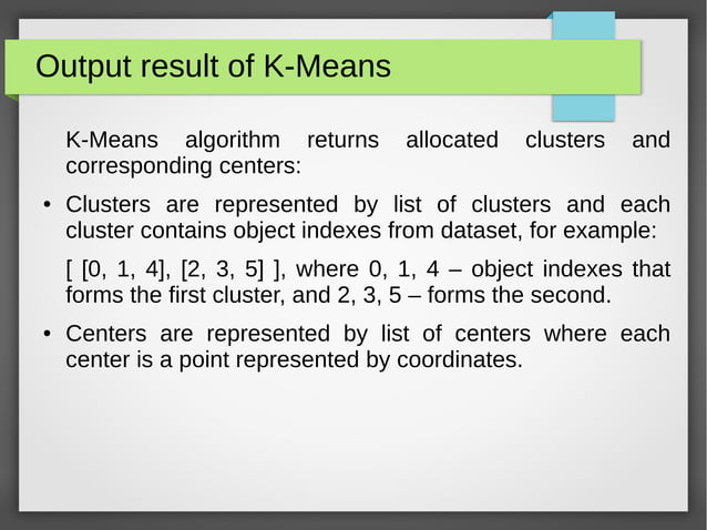 Pyclustering tutorial - K-means | PPT