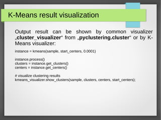 Pyclustering tutorial - K-means | PPT