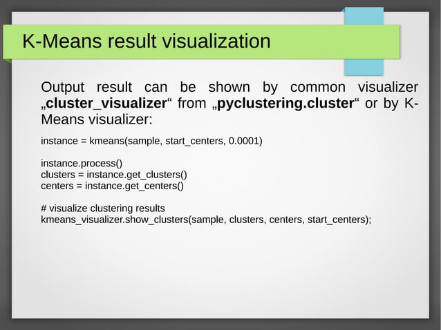 Pyclustering tutorial - K-means | PPT