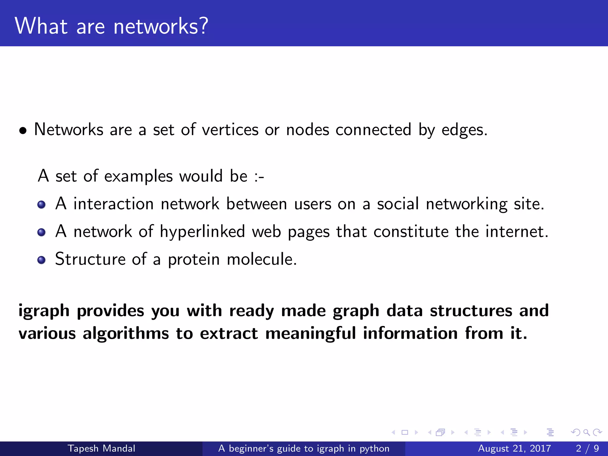 A beginner's guide to igraph in python | PPT