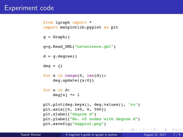 A beginner's guide to igraph in python | PPT