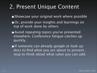 PyCon India 2014 - 10 Tips for Speakers | PPT