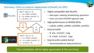CuPy: A NumPy-compatible Library for GPU | PPT