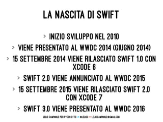 Pycon 8 python e swift | PPT