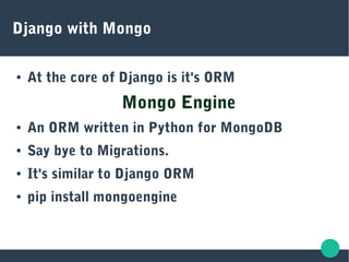 Django with MongoDB using MongoEngine | ODP