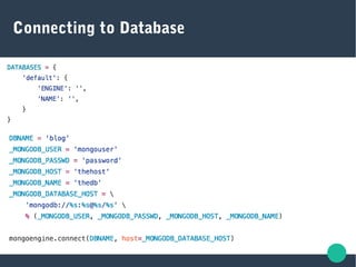 Django with MongoDB using MongoEngine | ODP