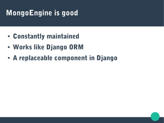 Django with MongoDB using MongoEngine | ODP