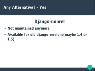 Django with MongoDB using MongoEngine | ODP