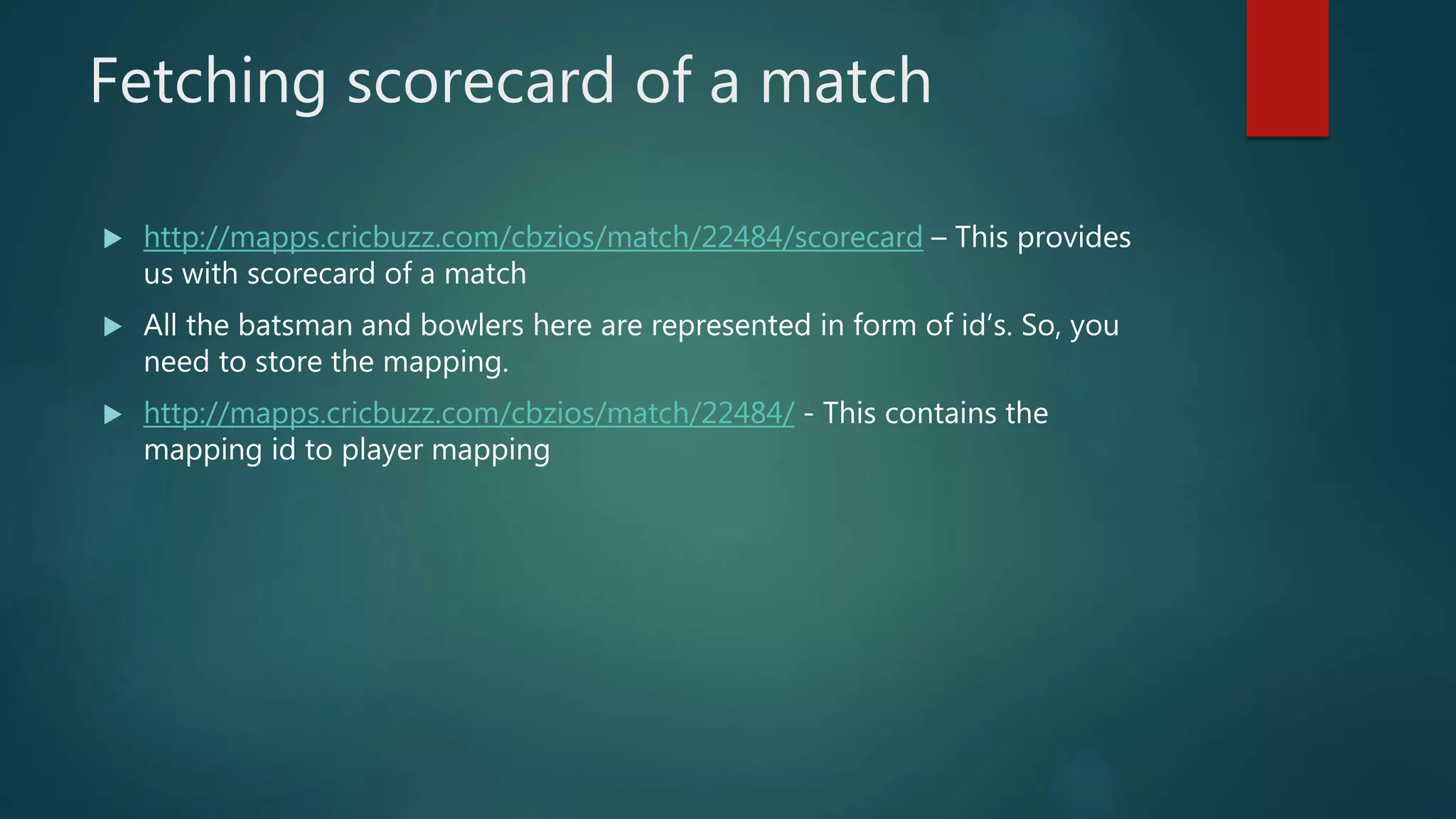 Pycricbuzz - a python library to fetch live cricket scores | PPT