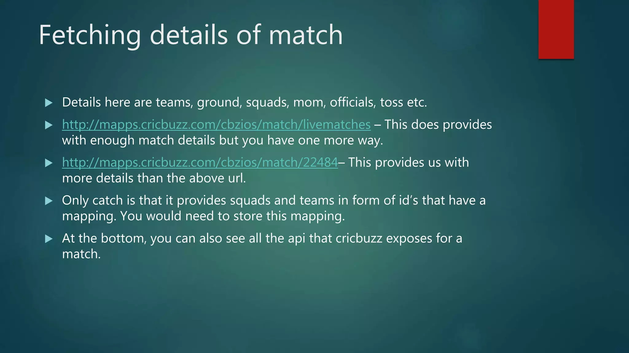 Pycricbuzz - a python library to fetch live cricket scores | PPTX