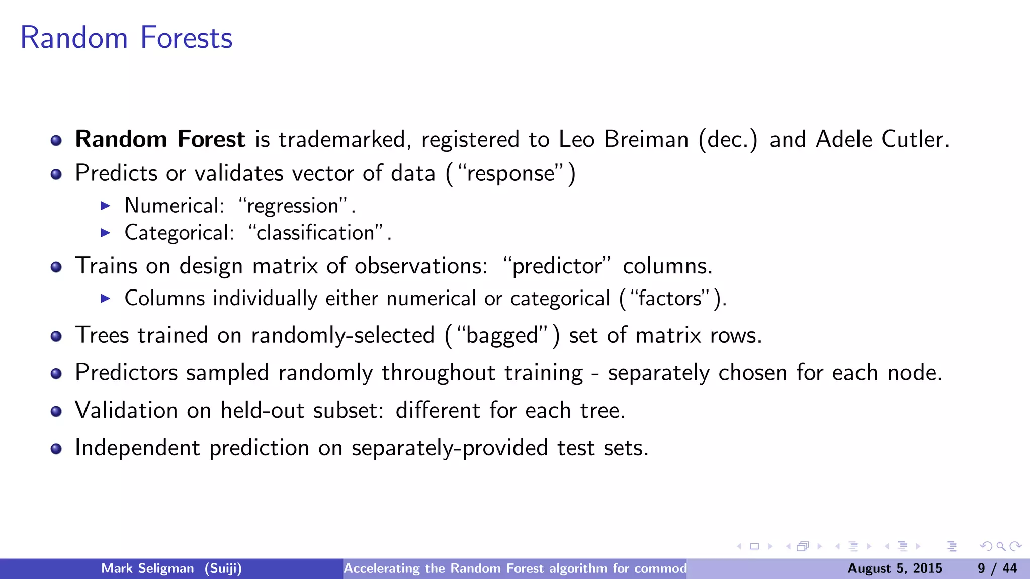 Accelerating the Random Forest algorithm for commodity parallel- Mark Seligman | PDF