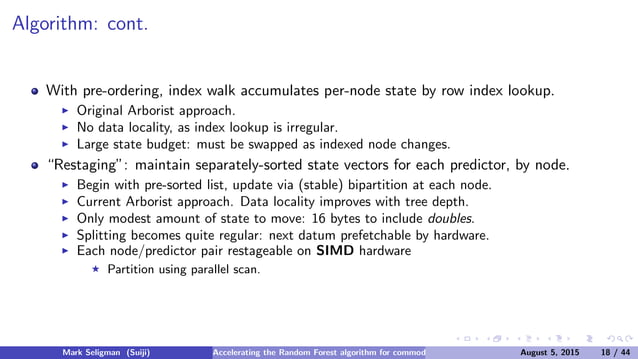 Accelerating The Random Forest Algorithm For Commodity Parallel Mark Seligman Pdf
