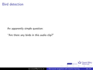 Who's singing? Automatic bird sound recognition with machine learning ...