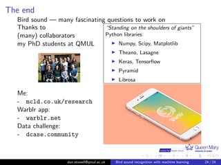 Who's singing? Automatic bird sound recognition with machine learning ...