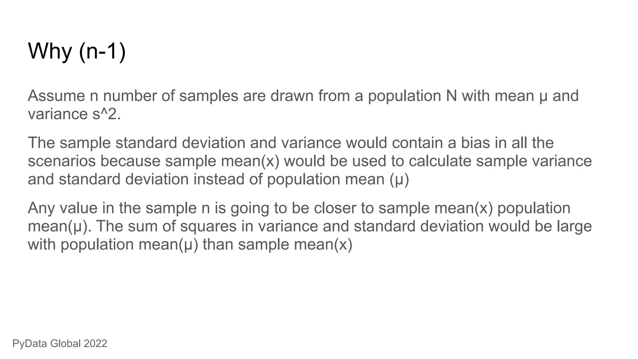 PyData Global 2022 - Lightning Talk - Bessel's Correction | PPT