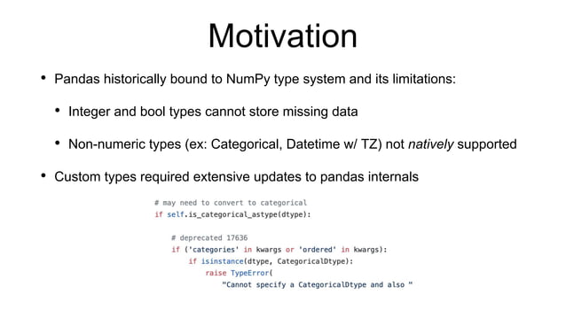 Extending Pandas with Custom Types - Will Ayd | PPTX | Programming Languages | Computing