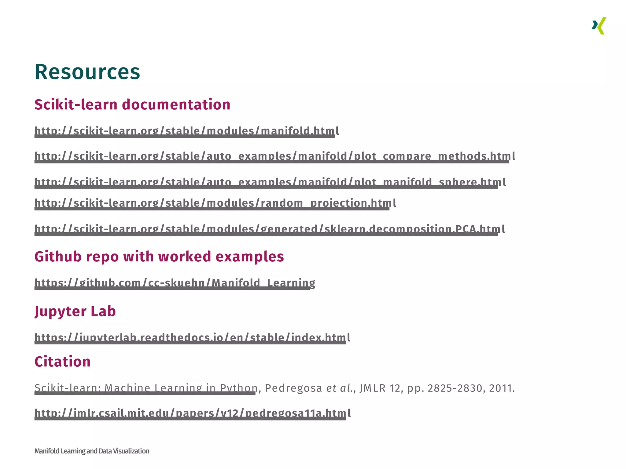 Talk at PyData Berlin about Manifold Learning and Applications | PPT