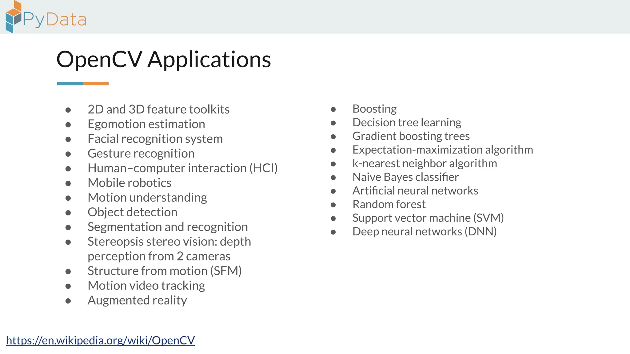 Overview of the OpenCV library and some use cases - 2024-04-19 | PPT