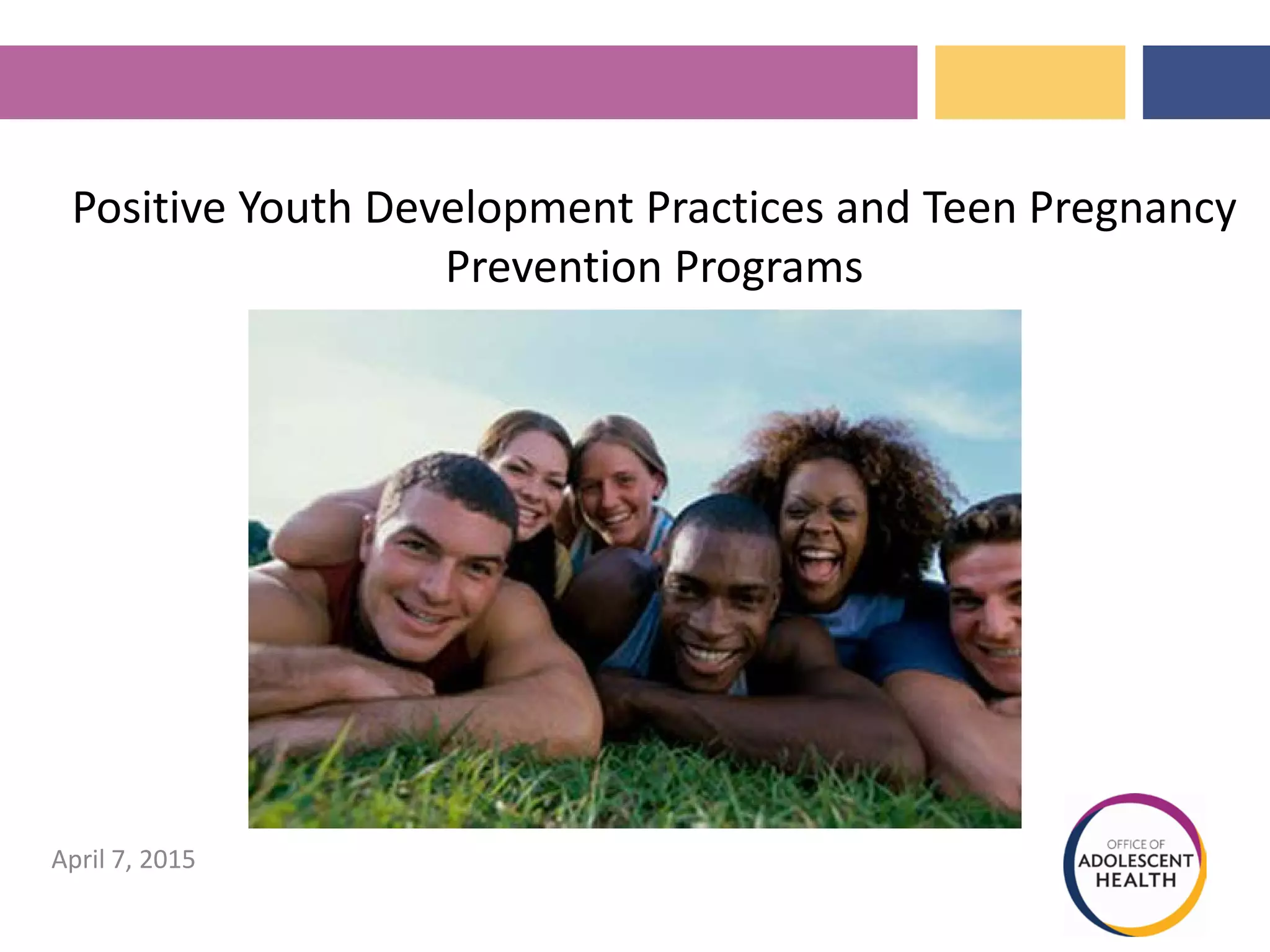 Positive Youth Development and Teen Pregnancy Prevention Programs | PPT