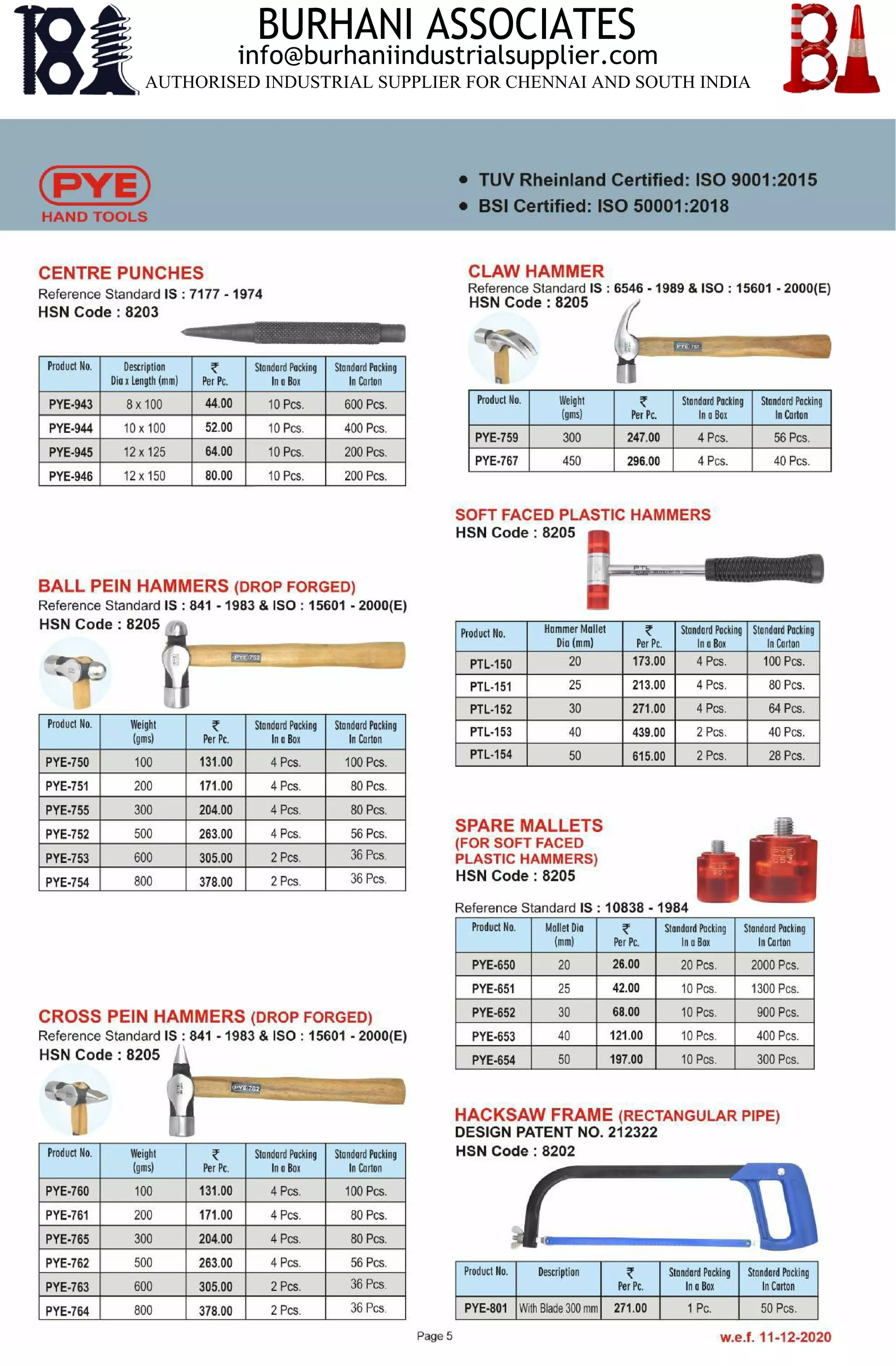 Pye Hand Tool Chennai Tamilnadu | PDF