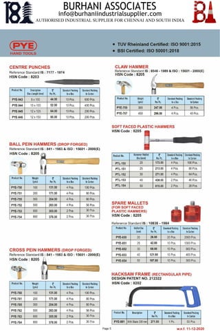 Pye Hand Tool Chennai Tamilnadu | PDF