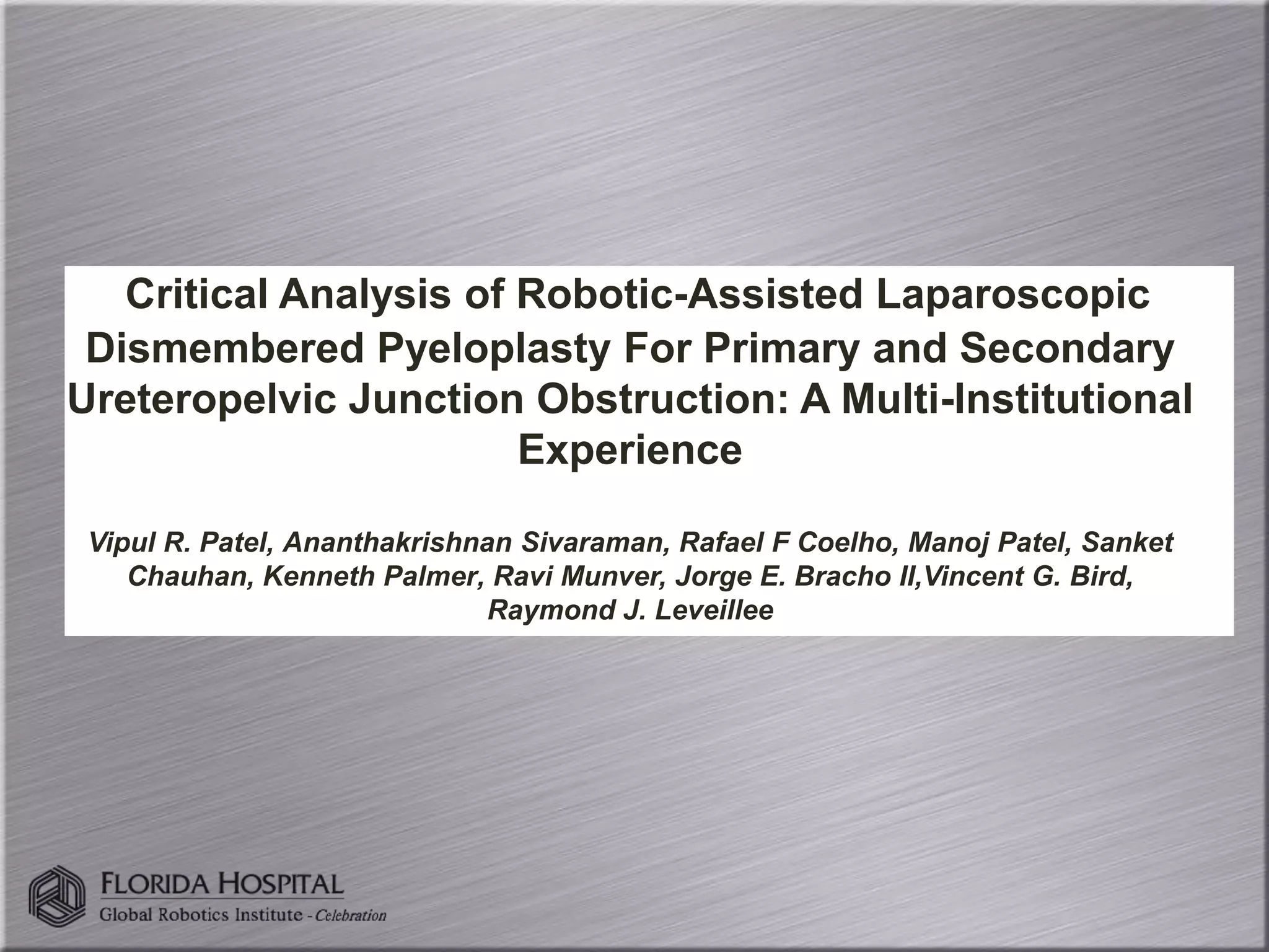 Robotic-Assisted Pyeloplasty | PPTX