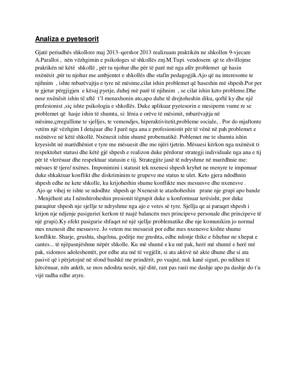 Pyetesor per vjeljen e nevojave psikologjike te nxenesve ne shkolle