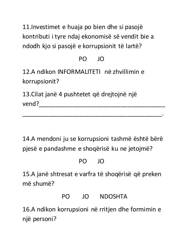 Pyetesor mbi korrupsionin