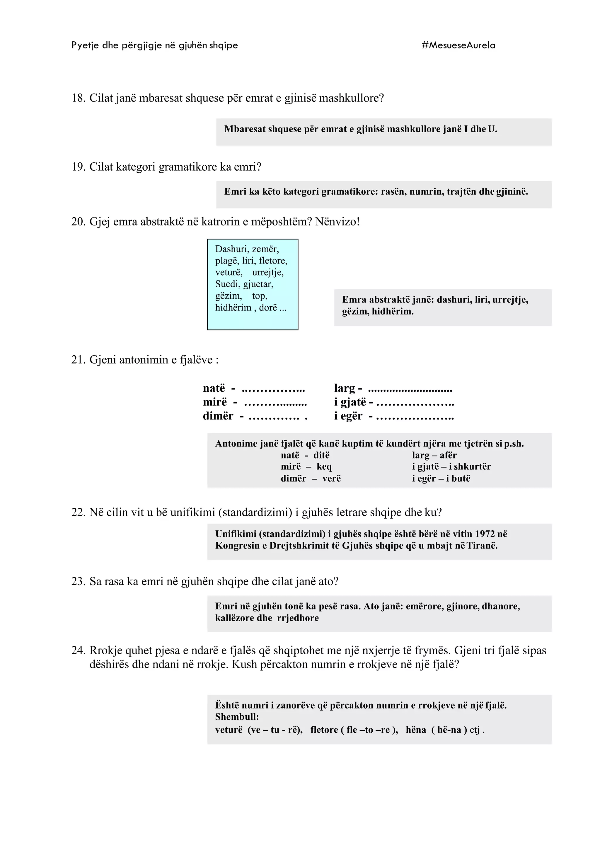Pyetje dhe pergjigje ne gjuhen shqipe | PDF