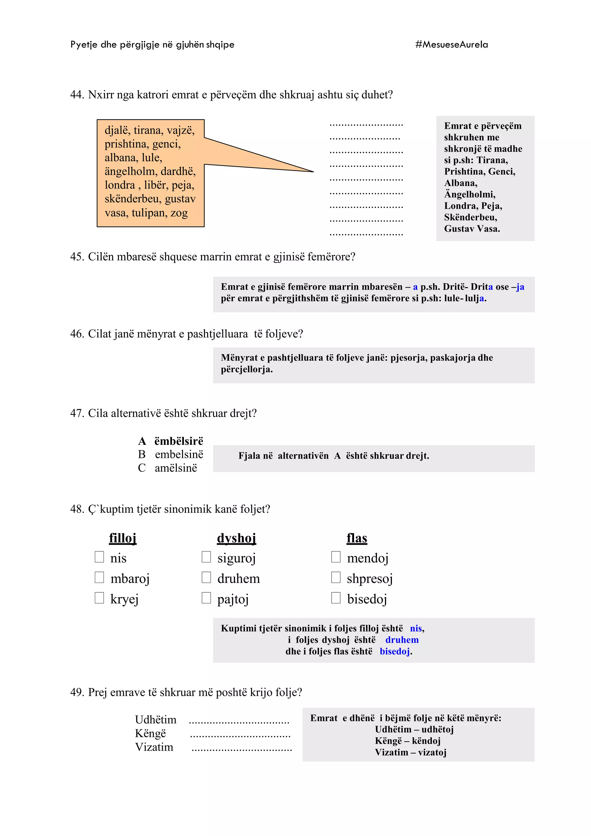 Pyetje dhe pergjigje ne gjuhen shqipe | PDF
