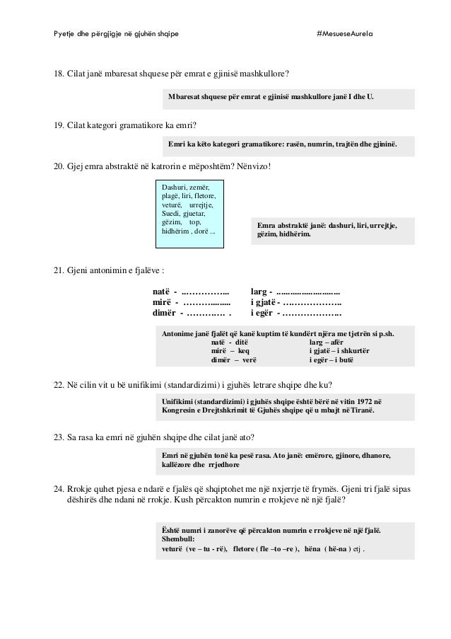 Pyetje dhe pergjigje ne gjuhen shqipe