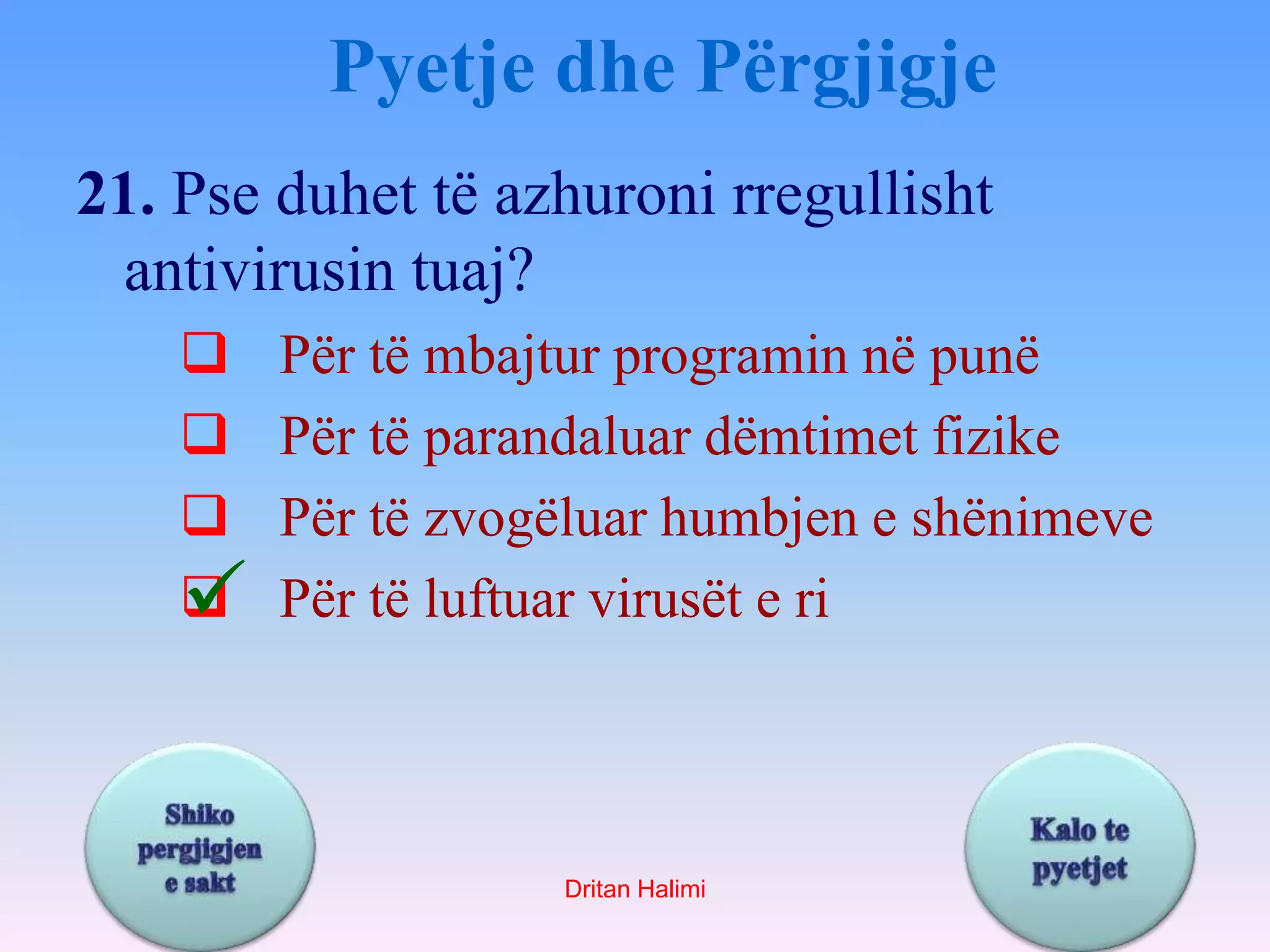 Pyetje me pergjigje nga informatika | PPSX
