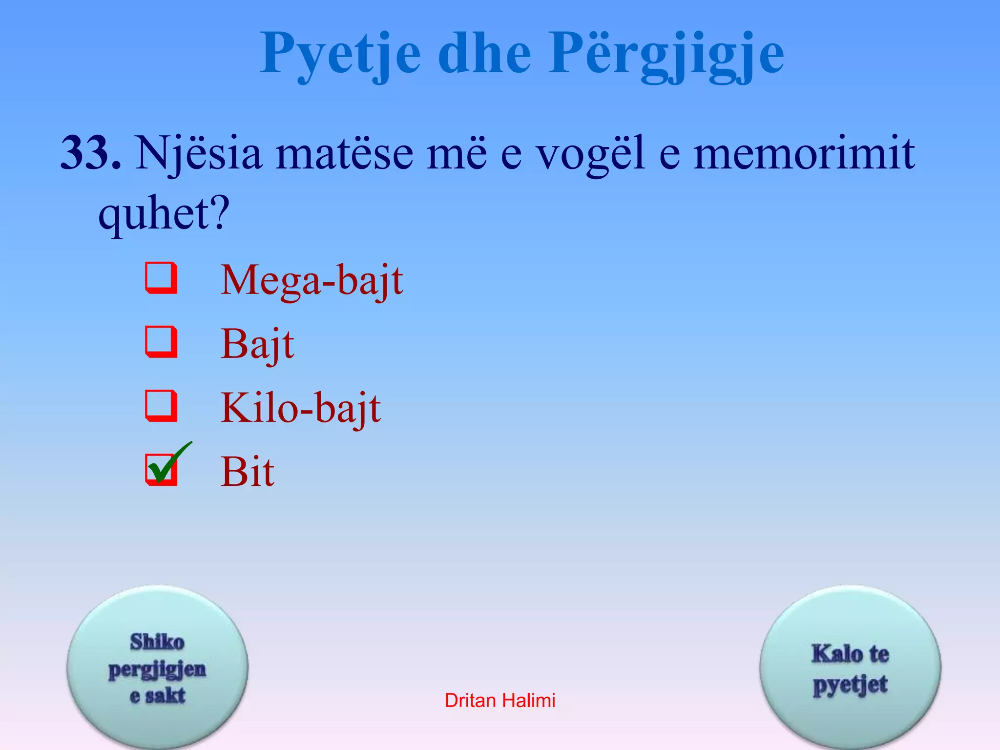 Pyetje me pergjigje nga informatika | PPSX