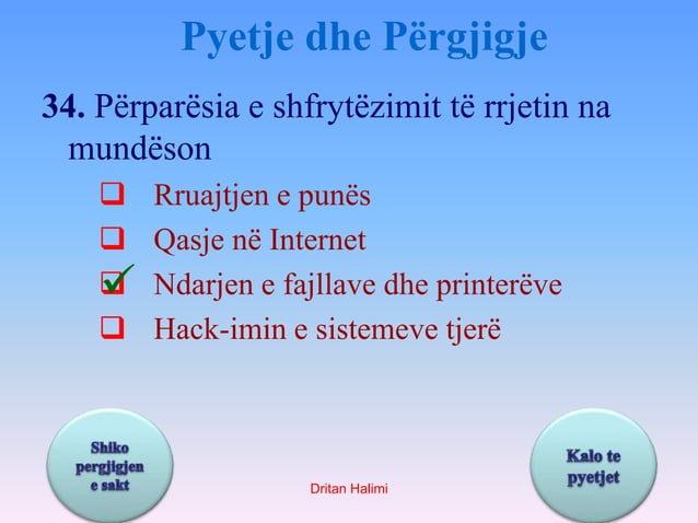 Pyetje me pergjigje nga informatika | PPSX
