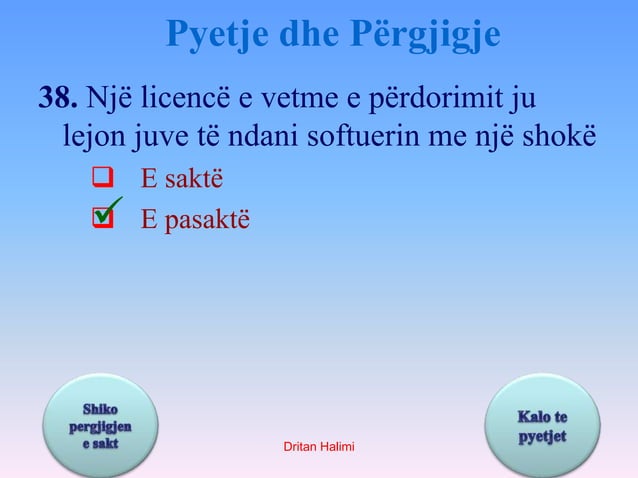 Pyetje me pergjigje nga informatika | PPSX