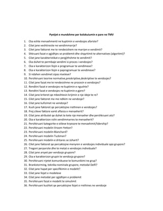 Pyetjet e mundshme per kolokuiumin e pare ne tmv | PDF