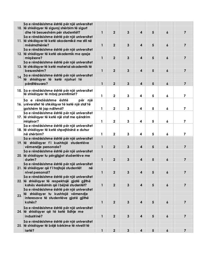 Pyetësor për cilësinë e shërbimit