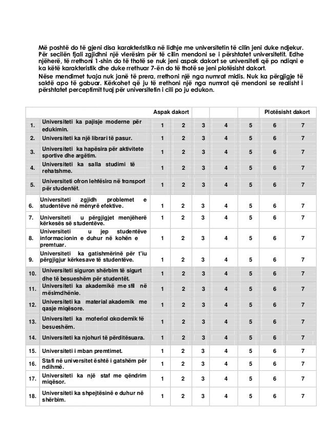 Pyetësor për cilësinë e shërbimit