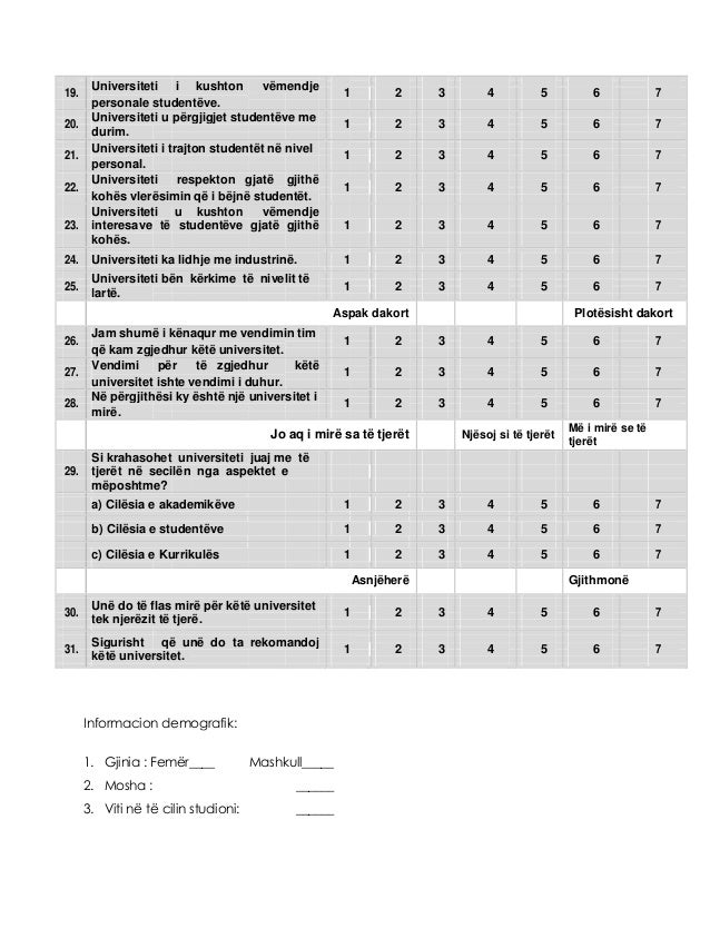 Pyetësor për cilësinë e shërbimit