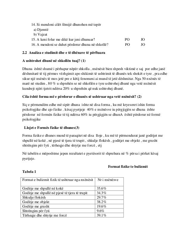 Pyetësor për matjen e BULIZMIT ne shkolle