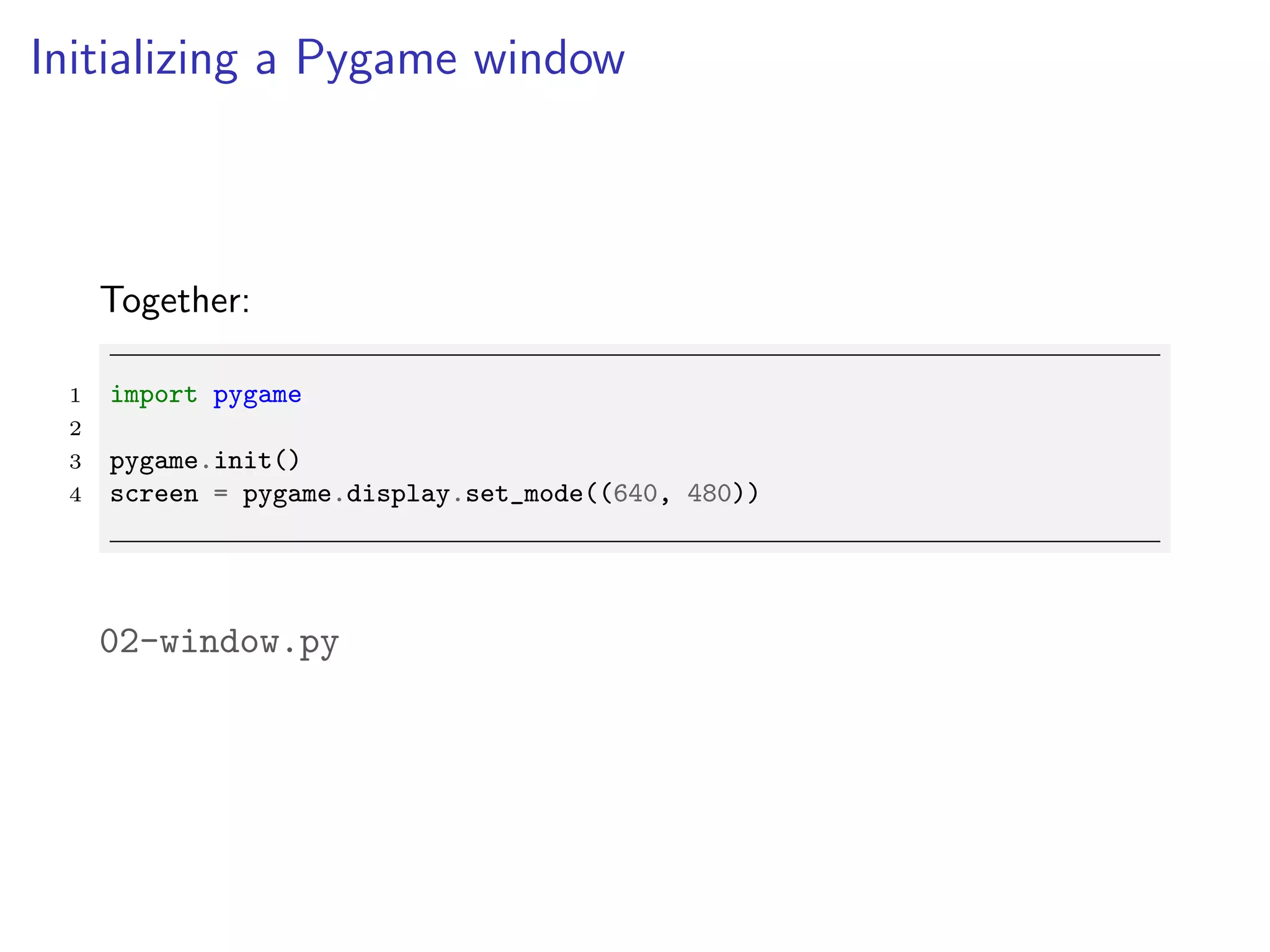 Pygame presentation | PDF