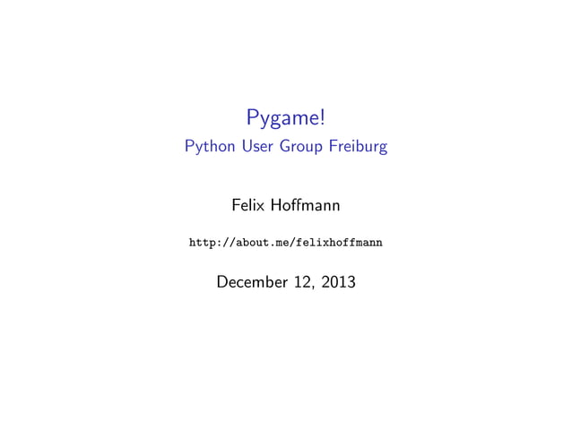 Pygame presentation | PDF
