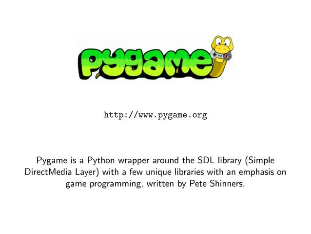 Pygame presentation | PDF